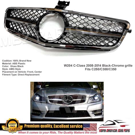 C Class Chrome Black Grille Amg C250 C300 C350 C230 2008 2009 2012 2014