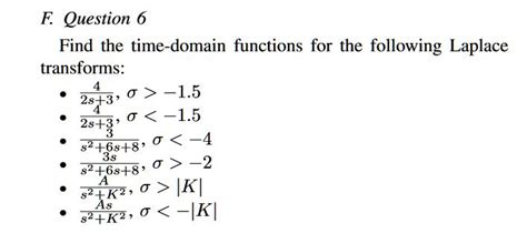 solved find the time domain functions for the following