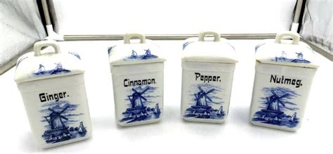 Marga Germany Spice Jars And Lids Ginger Cinnamon Pepper Nutmeg