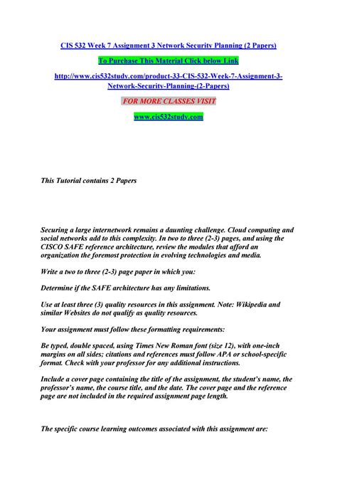 cis 532 week 7 assignment 3 network security planning 2 papers by