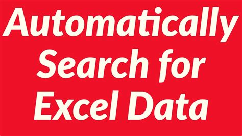 Automatically Search For Excel Data Display And Print Using Vba Youtube