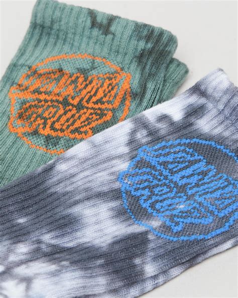 Shop Santa Cruz Opus Dot Crew Socks 2 Pack In Multi Tie Dye Fast