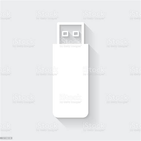 Usb 플래시 드라이브 빈 배경에 긴 그림자아이콘 플랫 디자인 3차원 형태에 대한 스톡 벡터 아트 및 기타 이미지 3차원