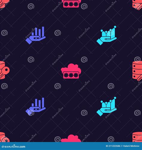 Set Pie Chart Infographic Password Protection And Server Security With Key On Seamless
