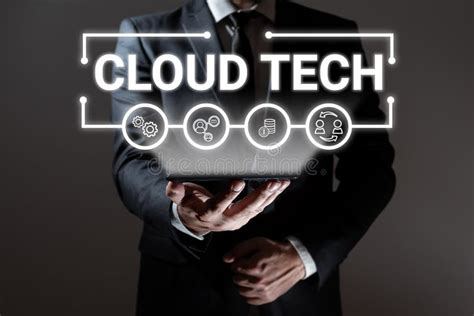 Conceptual Display Cloud Tech Business Showcase Storing And Accessing