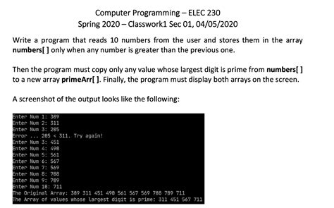 Solved Computer Programming Elec 230 Spring 2020