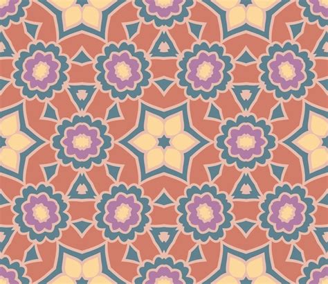 Premium Vector Abstract Colorful Doodle Flower Seamless Pattern Floral Background Mosaic Tile