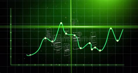 Image Of Green Graph And Scanner Beams Over Interfaces Processing Data