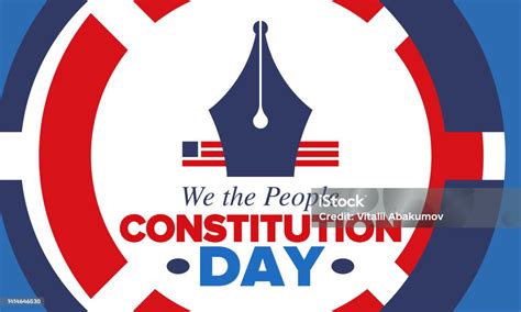 미국에서 헌법의 날 휴일 9 월 17에서 매년 축하합니다 시민권의 날 아메리칸 데이 우리는 사람들 애국적인 미국의 요소 포스터 카드 배너 배경 벡터 9월에 대한 스톡 벡터