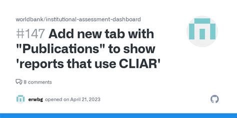 Add New Tab With Publications To Show Reports That Use Cliar