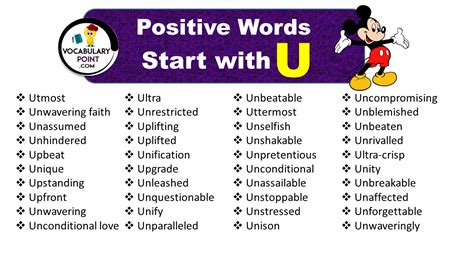 U Words That Are Positive All 217 Positive With U To Describe An