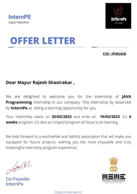 Mayur Shastrakar On Linkedin Learning Opportunities Internship Java Programming Intern