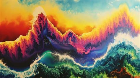 Dive Into A Vibrant Fusion Of Colors In This Mesmerizing Abstract Art Piece Stock Illustration