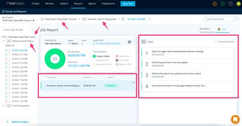 generating selenium test reports with testproject opensdk