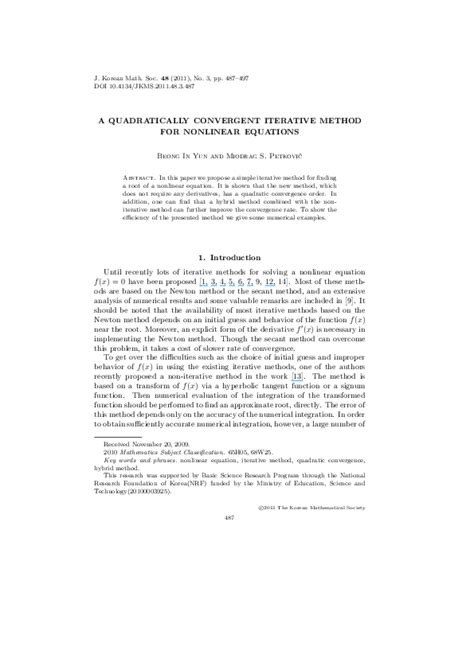 pdf a quadratically convergent iterative method for nonlinear equations