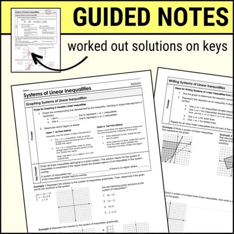 Systems Of Linear Inequalities Notes Practice Video Tpt
