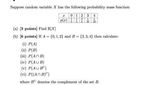 Solved Suppose Random Variable X Has The Following
