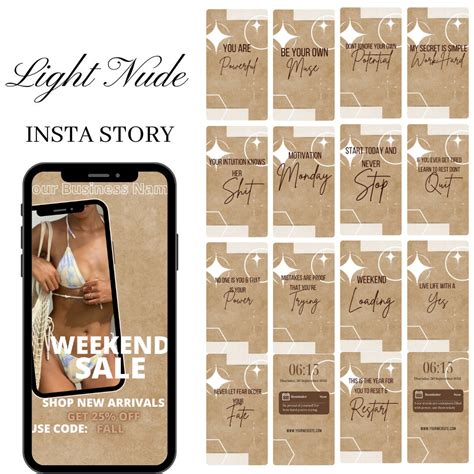 Light Nude Instagram Story Templates Canva Instagram Etsy
