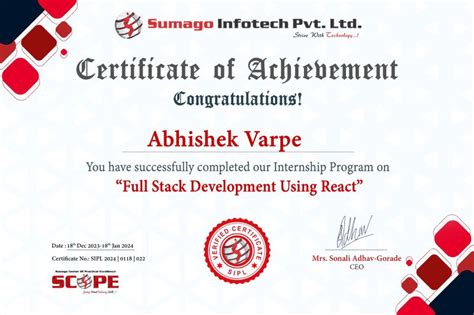 varpe abhishek on linkedin internship certificate