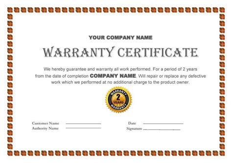 Free Warranty Certificate Template Word Pdf Download