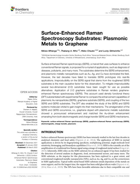 Pdf Surface Enhanced Raman Spectroscopy Substrates Plasmonic Metals