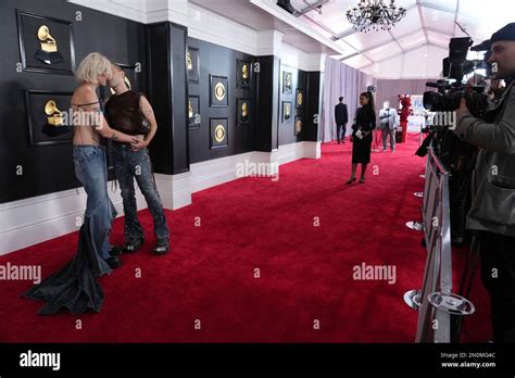 Tim Nelson Left And Sam Netterfield Of Cub Sport Kiss As They Arrive