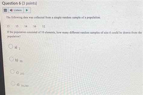 solved the following data was collected from a simple random