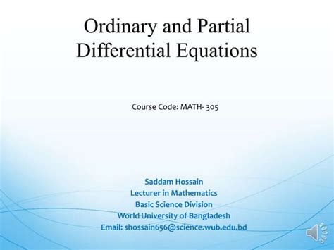 Ordinary And Partial Differential Equationspptx Programming