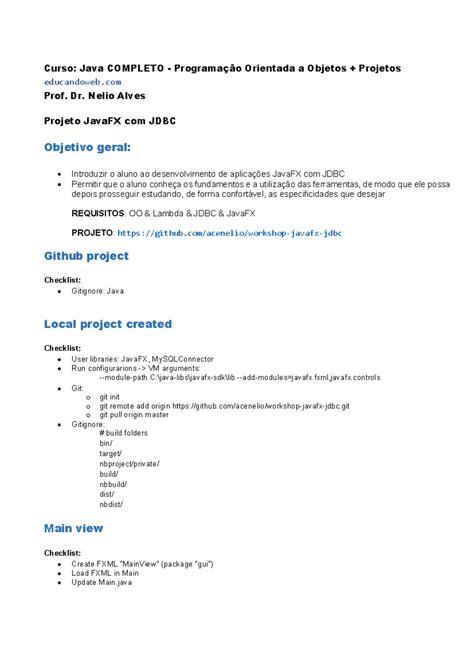 parte 2 projeto javafx jdbc curso java completo programação