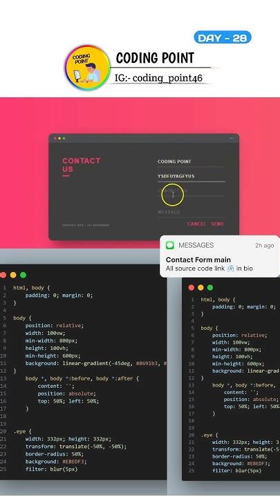 Day 28365 Day Contact Form Main Using Html And Css Codingpoint Html