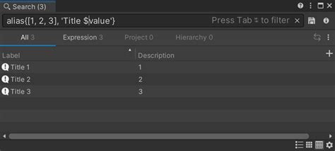 Unity Manual Search Expressions