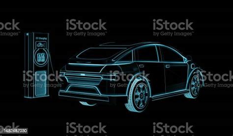 스캔 Ev 자동차 또는 전기 자동차 충전 배터리 플러그를 충전소로 연결 전기 자동차 대체 연료 자동차에 대한 스톡 벡터 아트 및 기타 이미지 전기 자동차 대체 연료