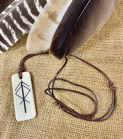 Bone Carved Bindrune Combining Othala And Tiwaz Pendant Witch Way Australia