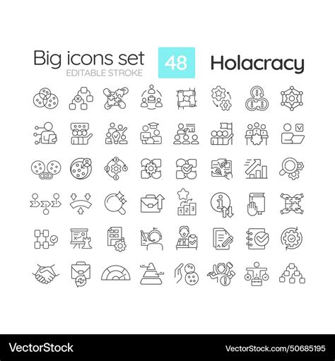 Holacracy Structure Linear Icons Set Royalty Free Vector