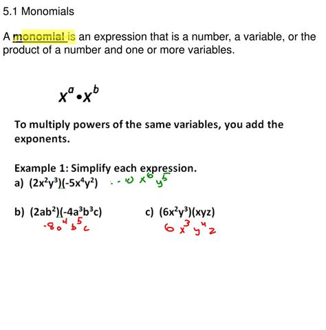 PPT Monomials PowerPoint Presentation Free Download ID