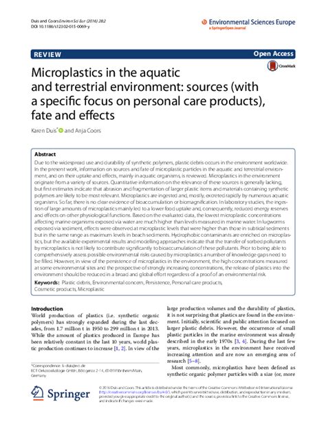 Pdf Microplastics In The Aquatic And Terrestrial Environment Sources