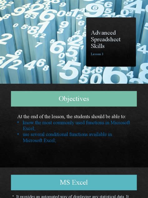 lesson 3 advanced spreadsheet skills pdf microsoft excel summation