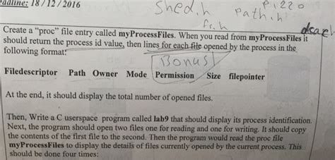 Solved Create A Proc File Entry Called Myprocessfiles