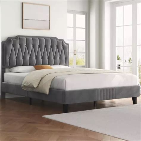 Yaheetech 4ft6 Double Bed Frame Upholstered Platform Bed With