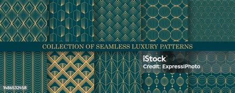 아르 데코 원활한 기하학적 장식 패턴 컬렉션 우아한 색상 디자인 반복 가능한 동양의 고급 배경 장식용 왕실 프린트 0명에 대한 스톡 벡터 아트 및 기타 이미지 Istock
