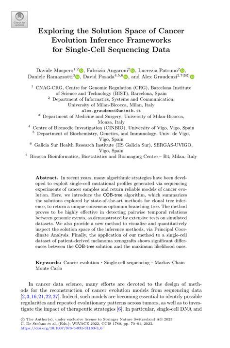 Pdf Exploring The Solution Space Of Cancer Evolution Inference