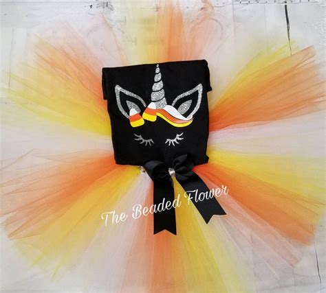 Cute Candy Corn Unicorn Halloween Glitter Vinyl Tutu Skirt And Etsy
