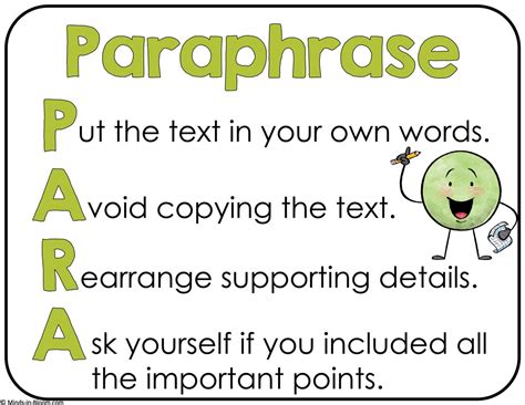 Reading Strategies Poster Para Paraphrasing Color Minds In Bloom Unlimited