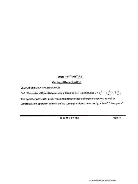 Vector Calculus Material Pdf