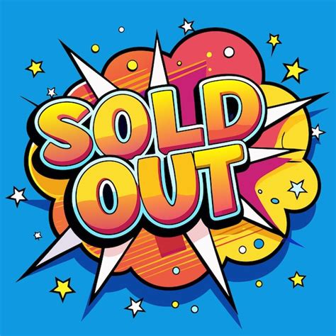 Comic BookStyle Vector Template with Sold Out in Speech Bubbles Thunder Sign Bold Colors ...