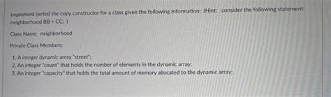 solved implement write the copy constructor for a class