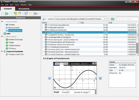 Access Local Content In Ti Nspire Teacher Software Content Workspace Dummies