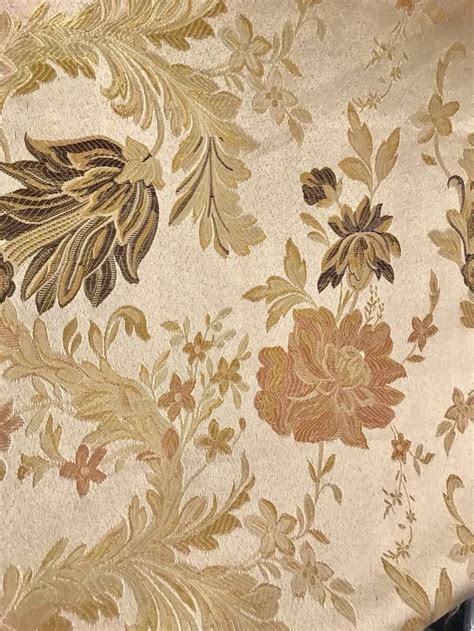 Swatch Designer Brocade Satin Fabric Antique Floral Damask Floral