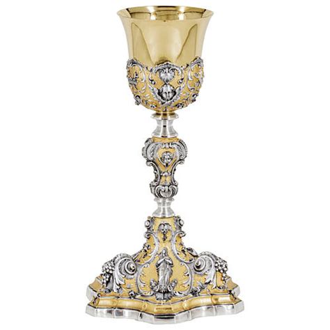 Baroque Chalice Silver Finish Double Cup H 25 Cm Online Sales On