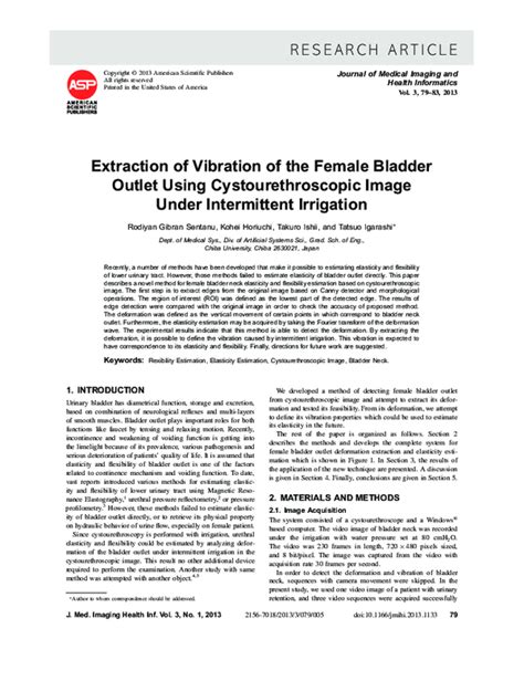 Pdf Extraction Of Vibration Of The Female Bladder Outlet Using